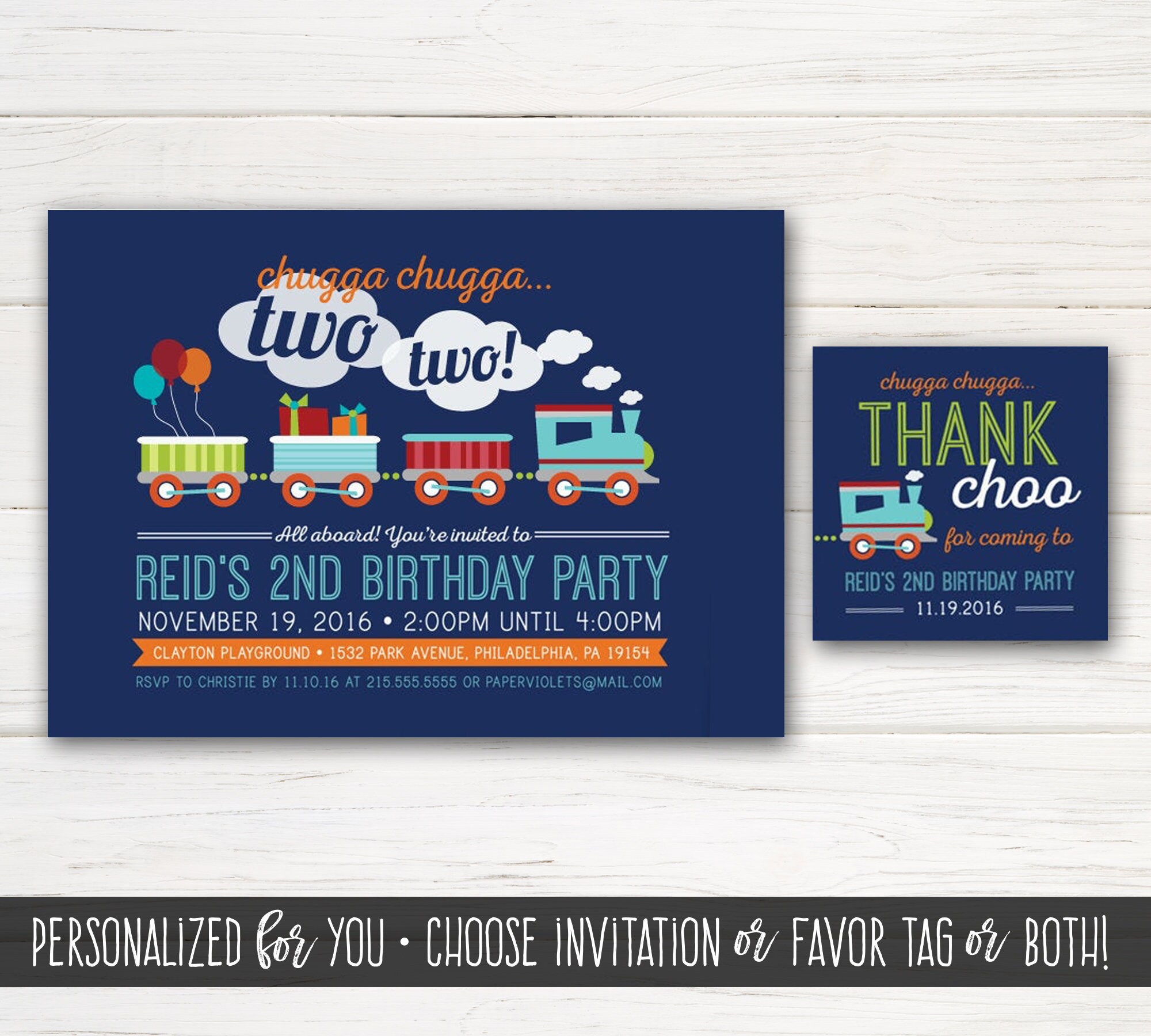Train Birthday Invitation Train Birthday favor tags Digital | Etsy
