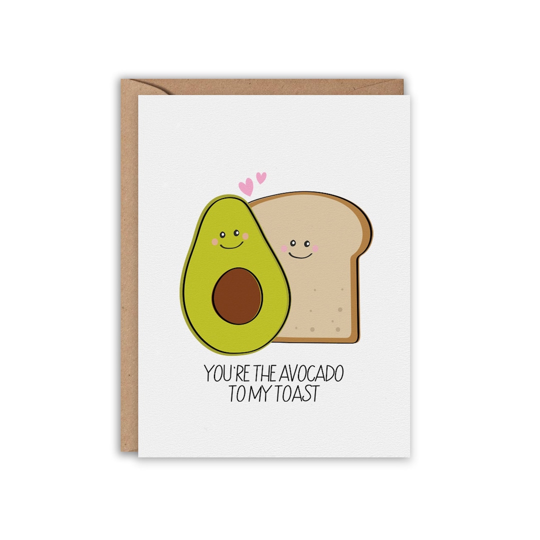 Avocado Toast Valentine Anniversary Card, Valentines Day, Couples Card ...