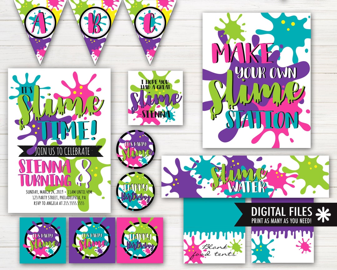 Print at Home: SLIME Birthday Party Kit, It's SLIME Time Birthday ...