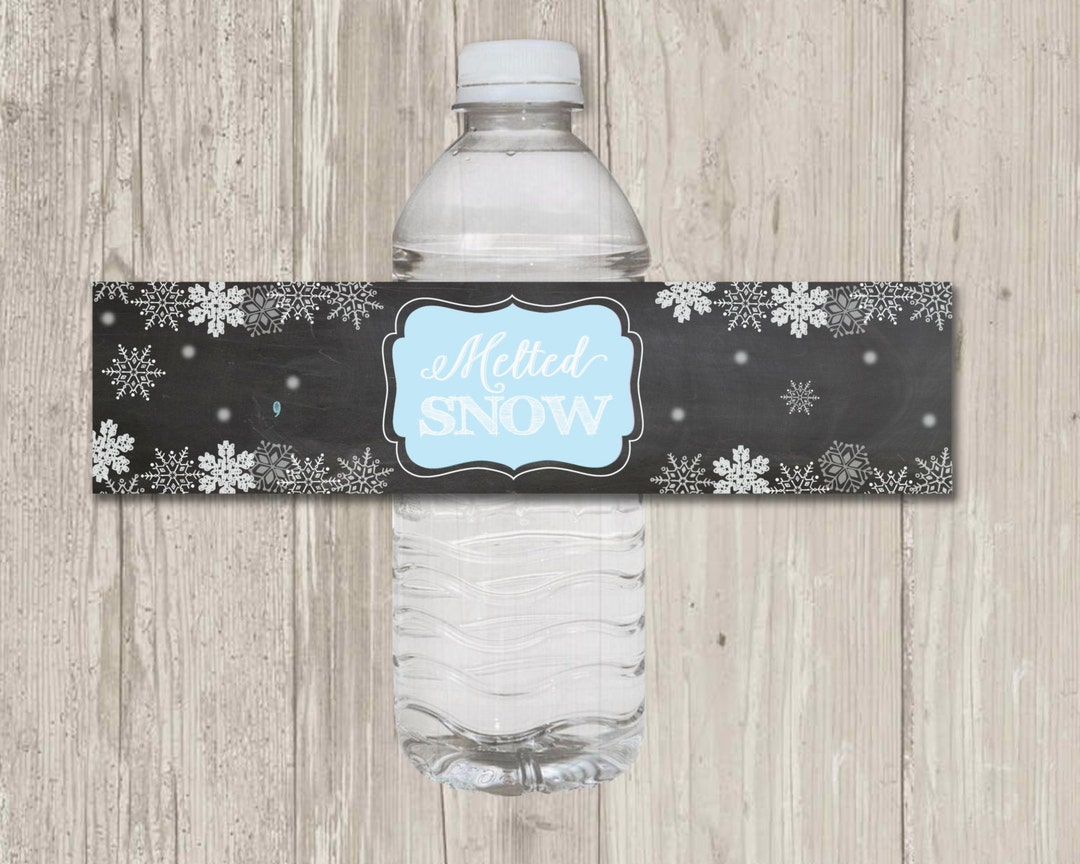 Melted Snow Water Bottle Label, Faux Chalkboard Water Bottle Label ...