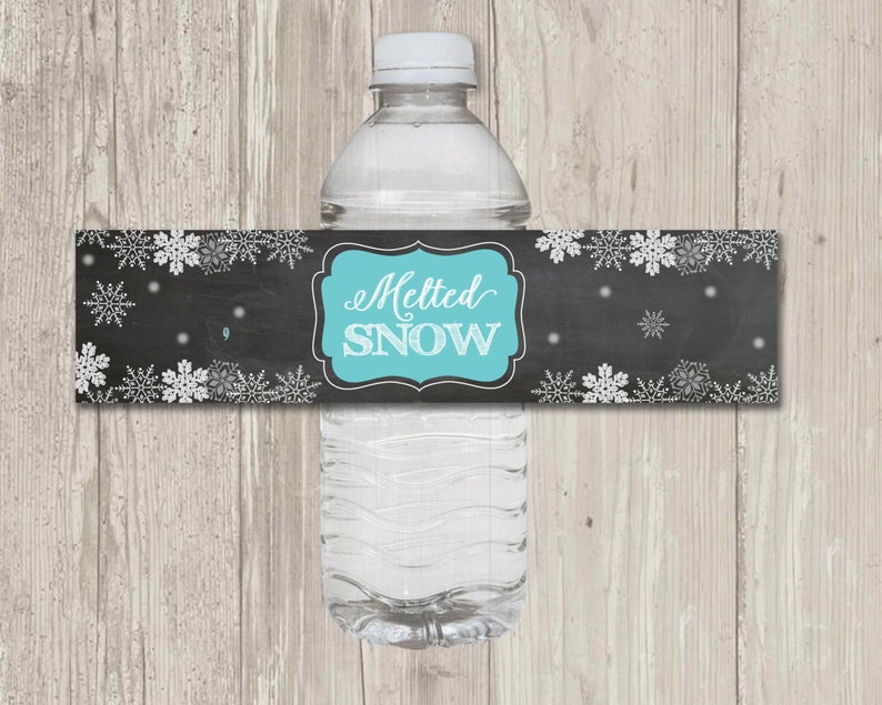 Melted Snow Water Bottle Label Faux Chalkboard Water Bottle | Etsy