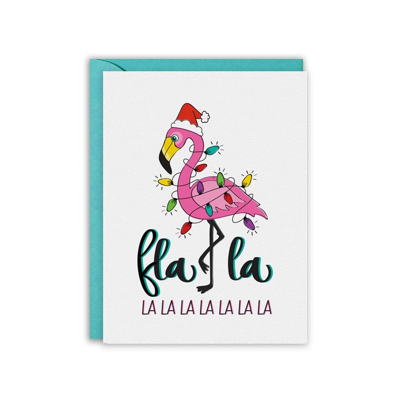 FLA La La La Flamingo Card Christmas in July Card Greeting - Etsy