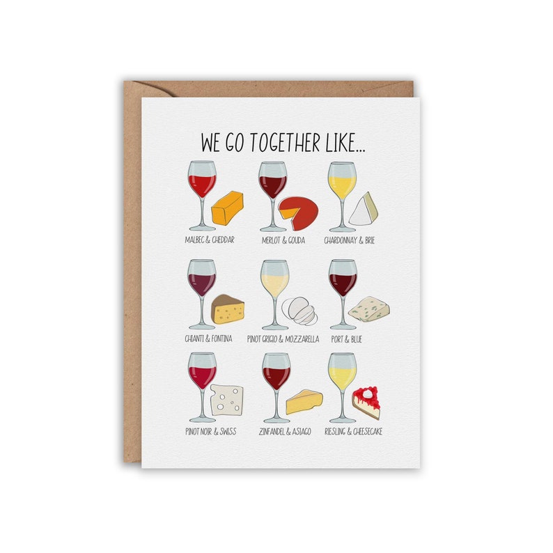 We Go Together Like, Wine and Cheese Pairing Greeting Card - Etsy