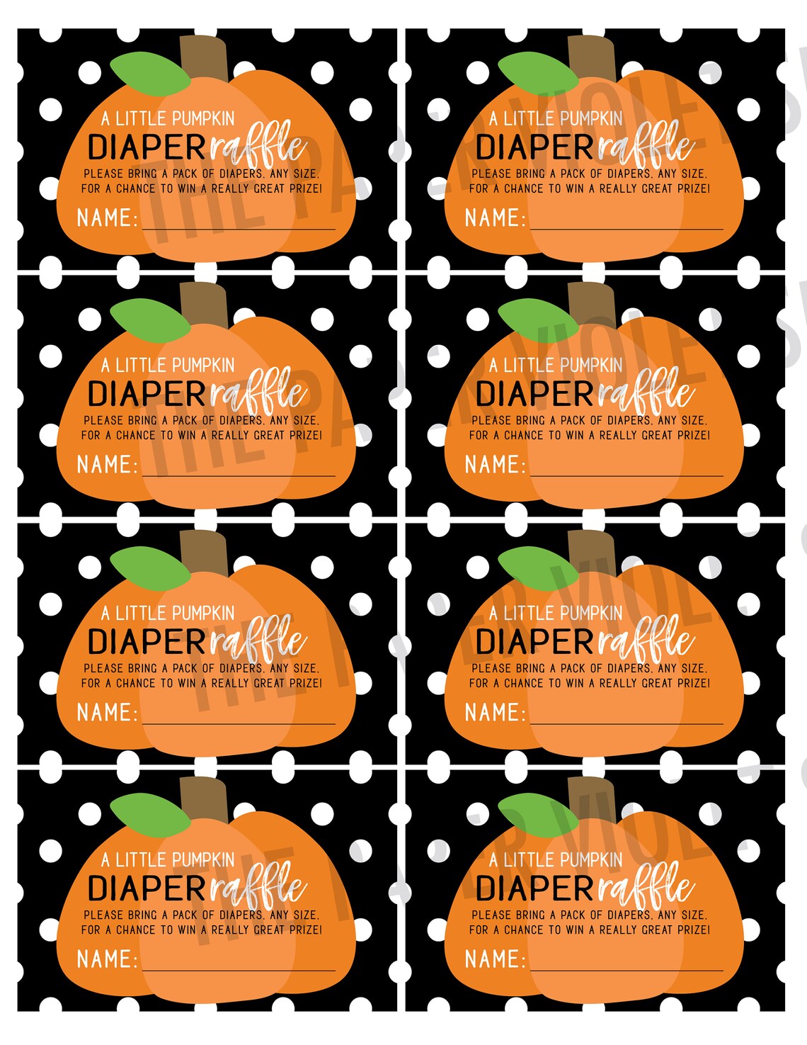 Halloween Baby Shower Little Pumpkin Diaper Raffle Pumpkin | Etsy