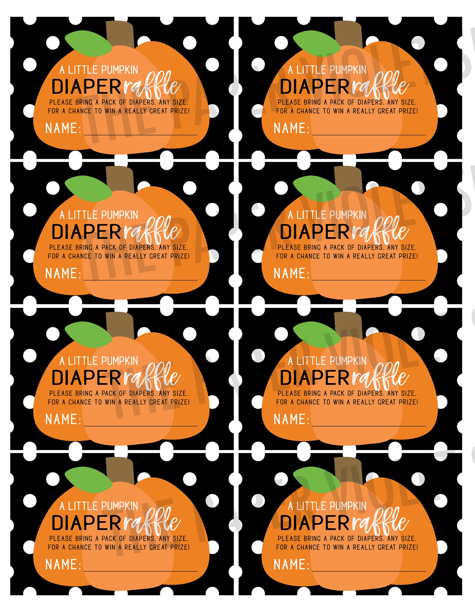 Halloween Baby Shower, Little Pumpkin Diaper Raffle, Pumpkin Baby ...