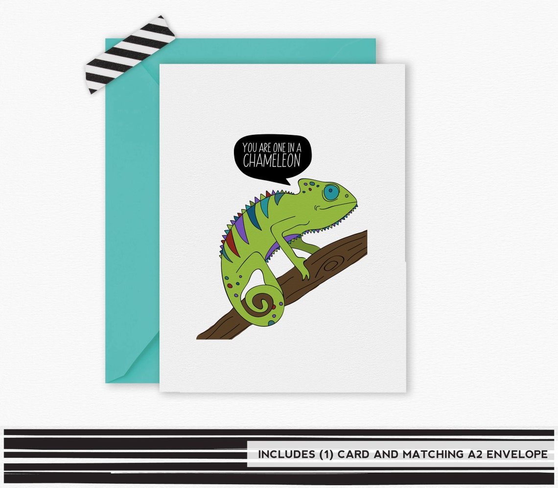 You Are ONE in a CHAMELEON Thank You Card Chameleon Card - Etsy