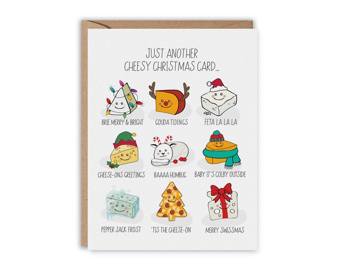 CHEESEONS Greetings, Cheesy Christmas Card, Cheesy Holiday, Cheese ...