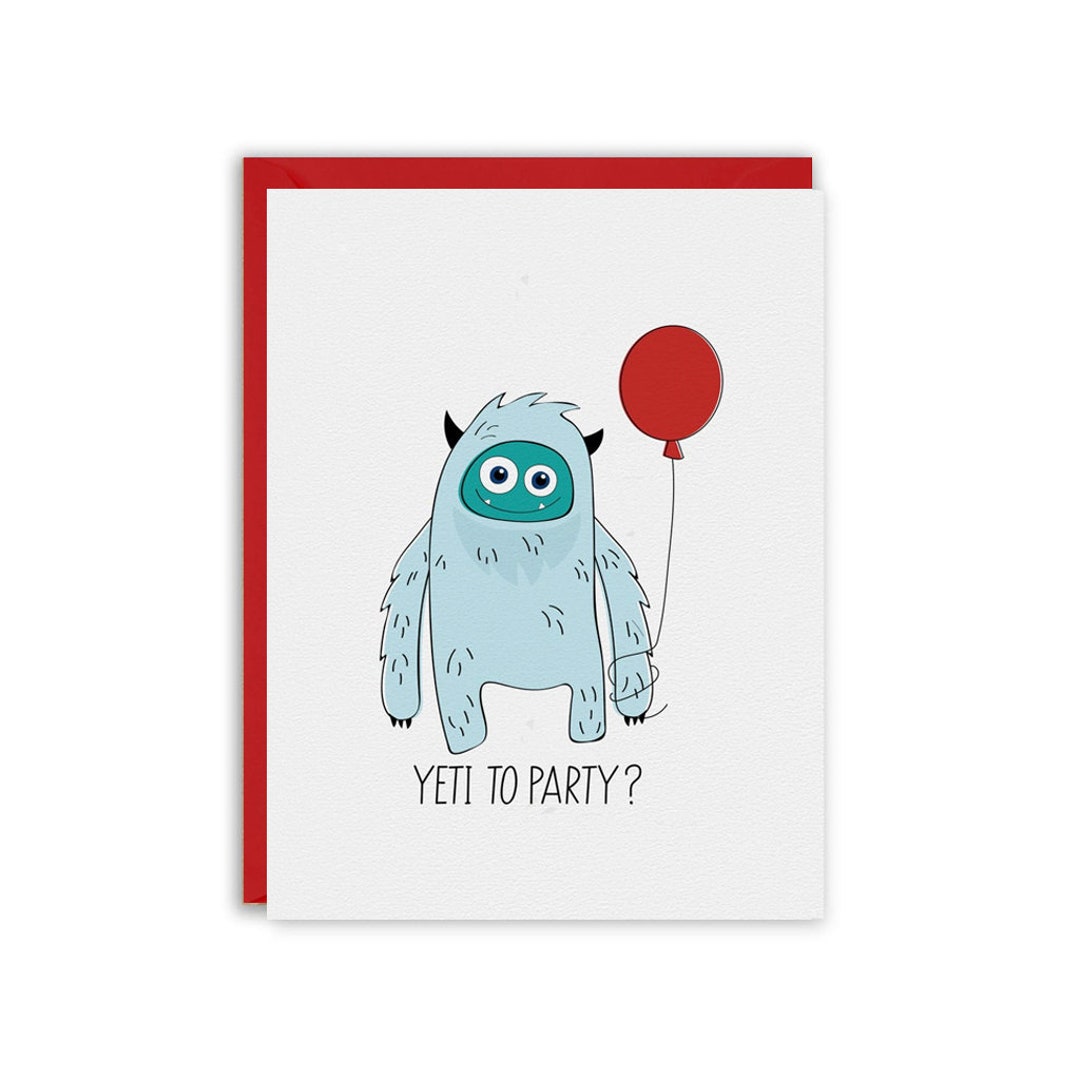 YETI to Party?, Birthday Card, Holiday Card, Yeti Card, Celebrate Card ...