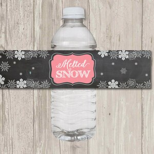 Melted Snow Water Bottle Label, Faux Chalkboard Water Bottle Label ...