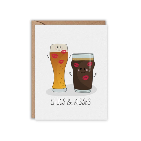 Chugs & Kisses Valentine's Day Card Anniversary Card | Etsy