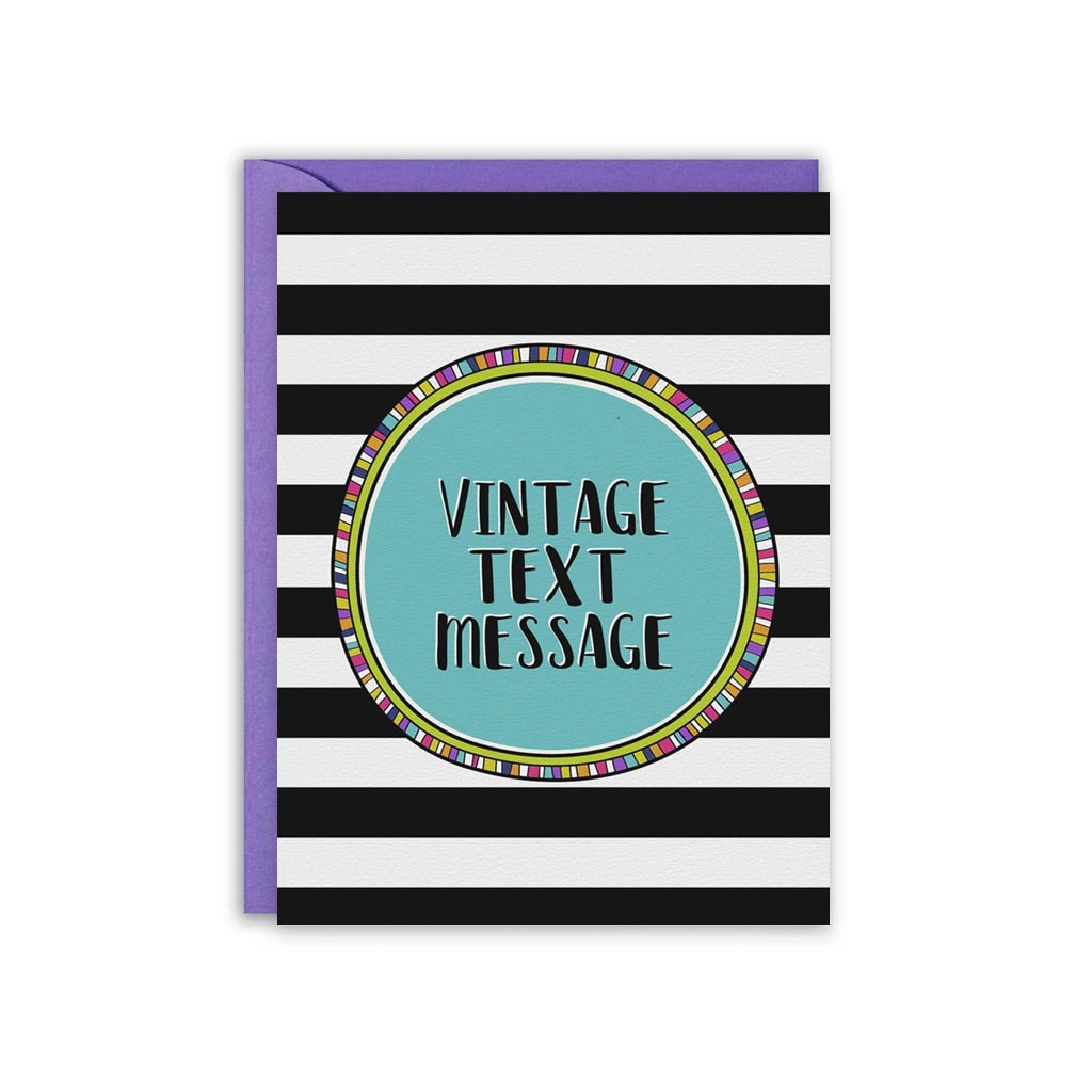 Vintage Text Message Card Greeting Card Note Card Striped | Etsy