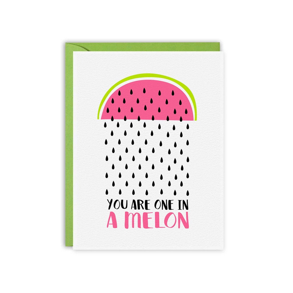You are one in a MELON Watermelon Greeting Card Thank You | Etsy