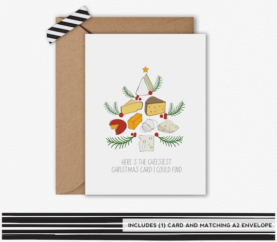 Cheesy Christmas Card Cheesy Holiday Cheese Lover Card | Etsy