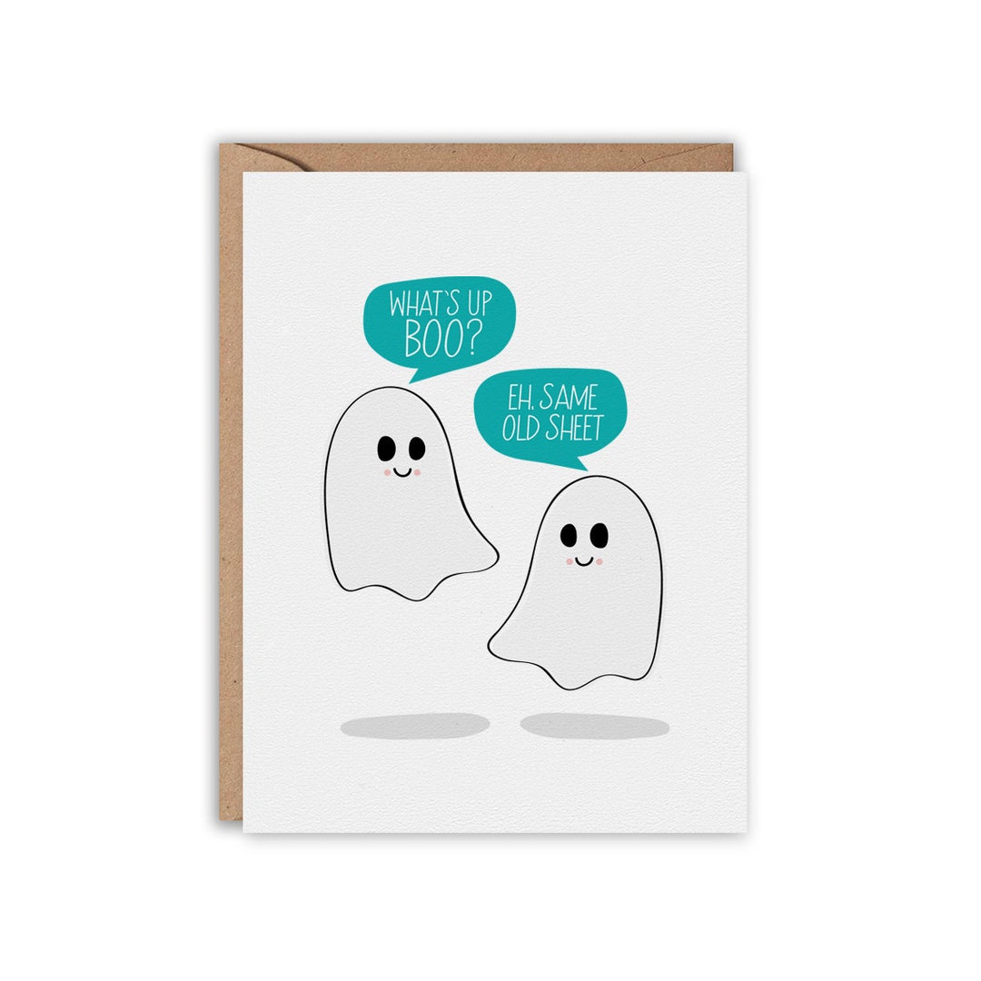 Ghost Card, Halloween Card, What's up BOO Card, Funny Greeting Card - Etsy