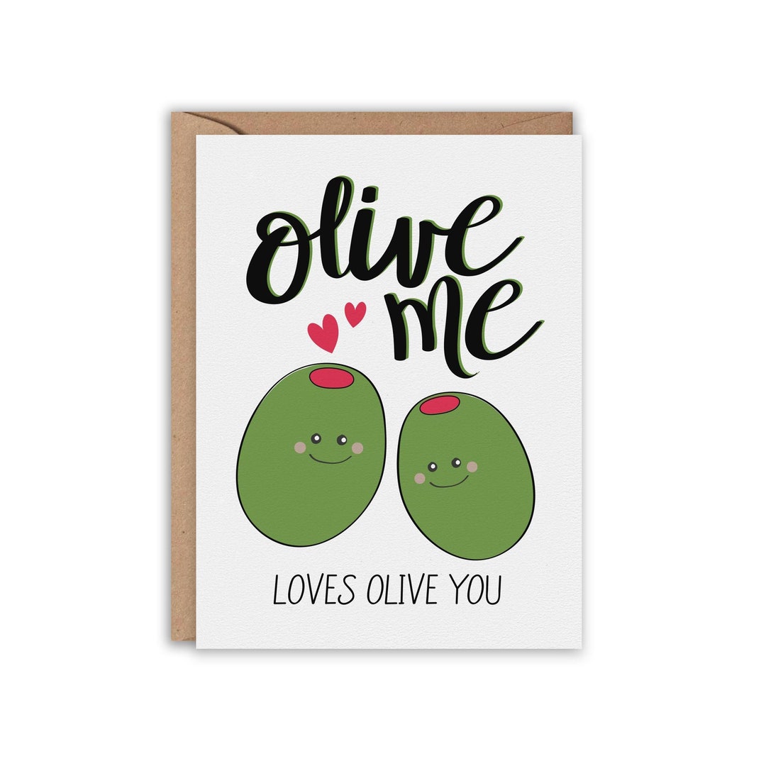 OLIVE Me, Valentines Day Card, Couples Card, Funny Greeting Card - Etsy