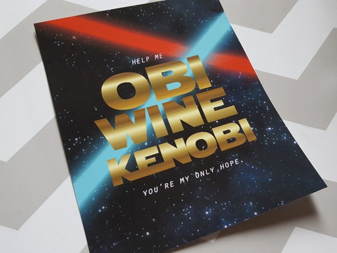 Obi Wine Kenobi Wine Label Funny Gift - Etsy