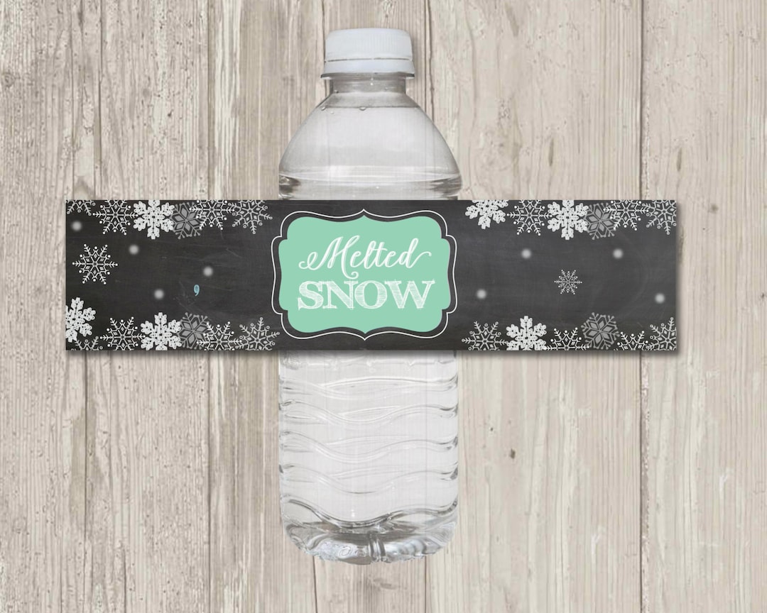 Melted Snow Water Bottle Label, Faux Chalkboard Water Bottle Label ...