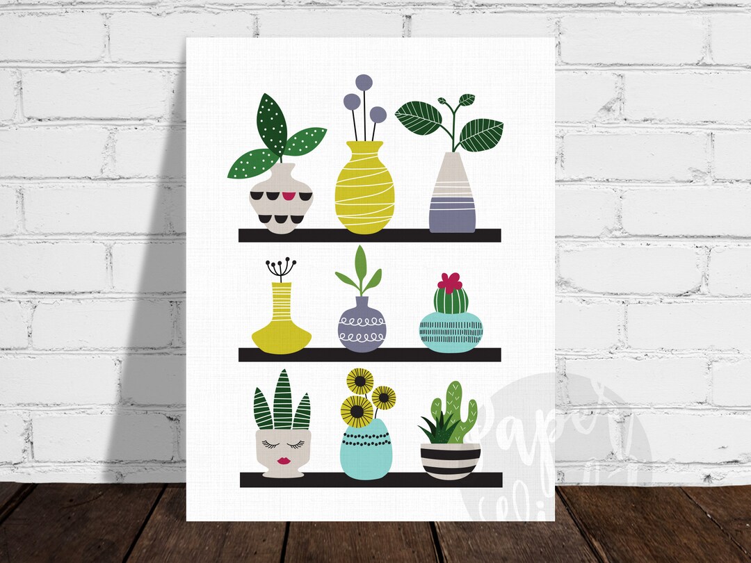 House Plant Illustration, Plant Wall Decor | Home Decor Print - Etsy