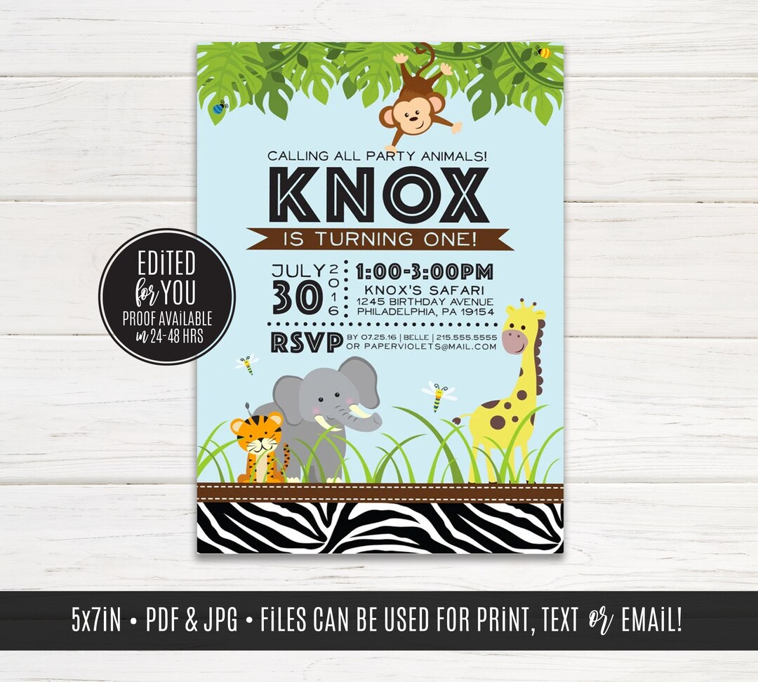 Safari Birthday Party Invitations, Safari Favor Tags, Wild Birthday ...