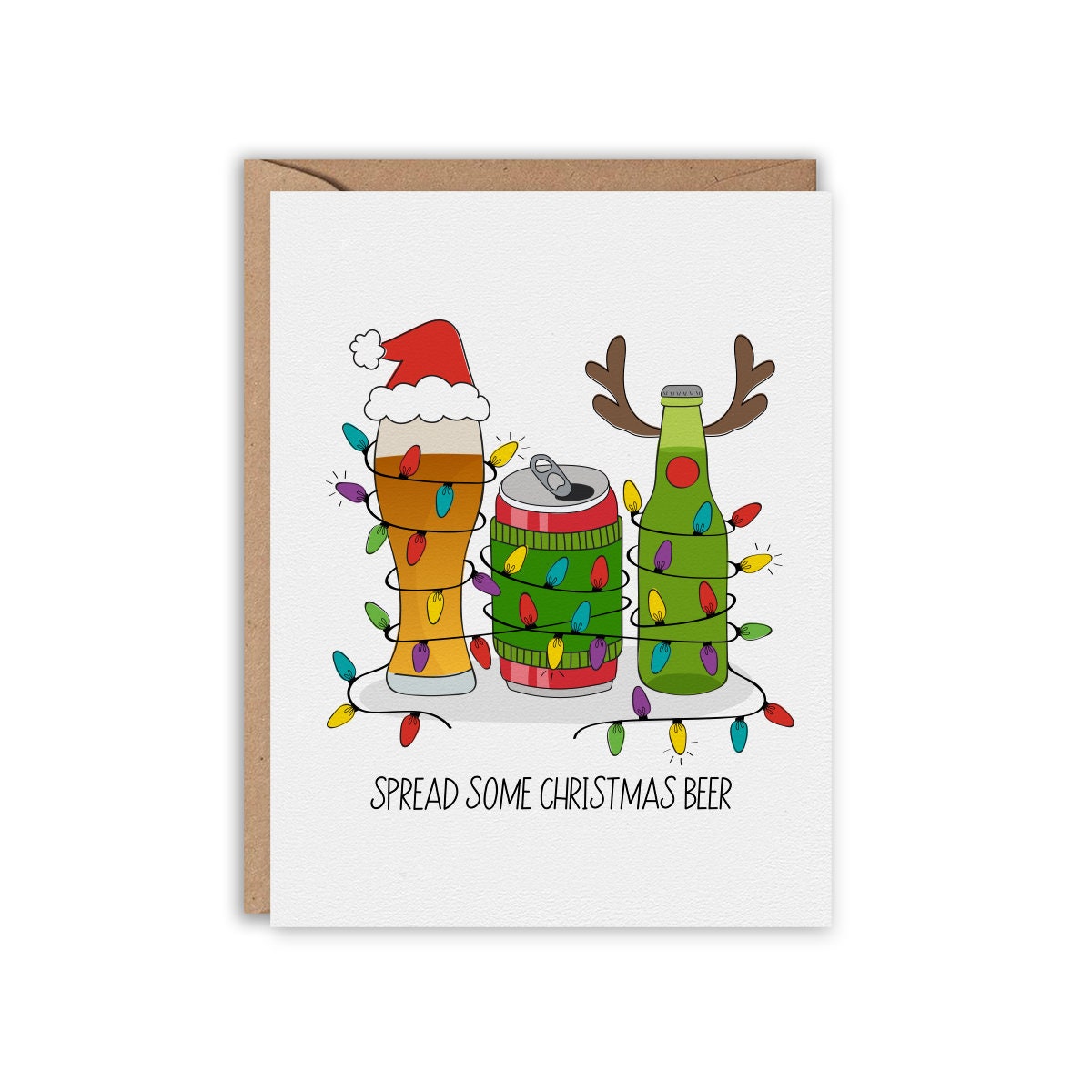 Spread Some Christmas Beer Christmas Greeting Card Funny | Etsy