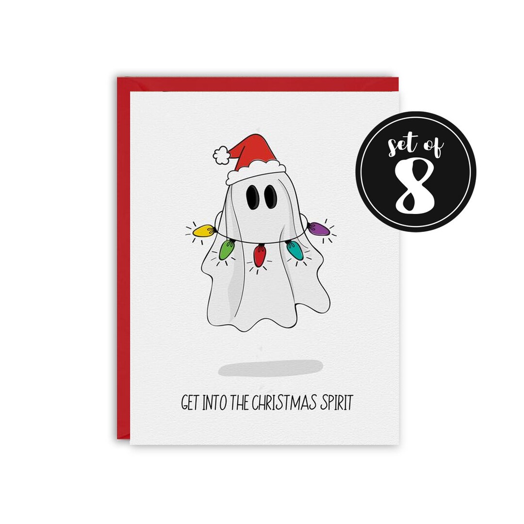SET OF 8 Christmas Spirit, Christmas Card, Greeting Card, Holiday Card ...