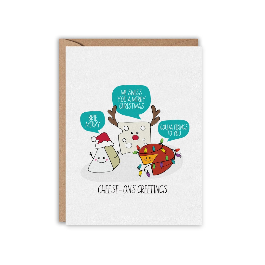 CHEESEONS Greetings, Cheesy Christmas Card, Cheesy Holiday, Cheese ...