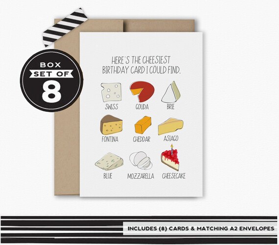SET OF 8 Cheesy Birthday Card Cheesecake Birthday Cheese - Etsy
