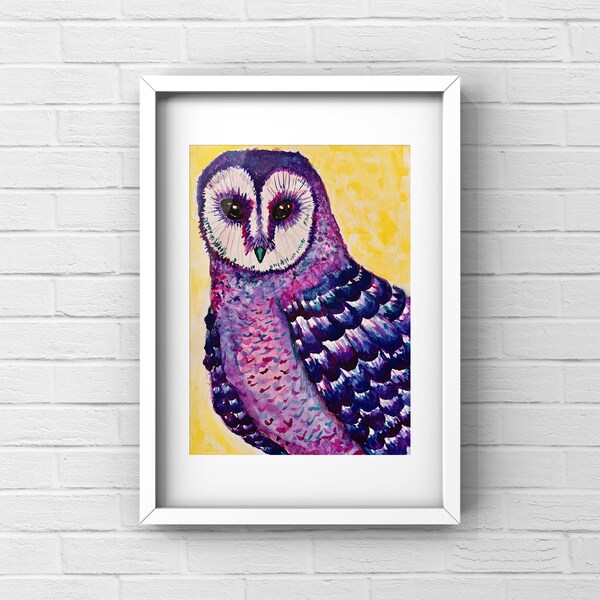 Purple Owl Art - Etsy