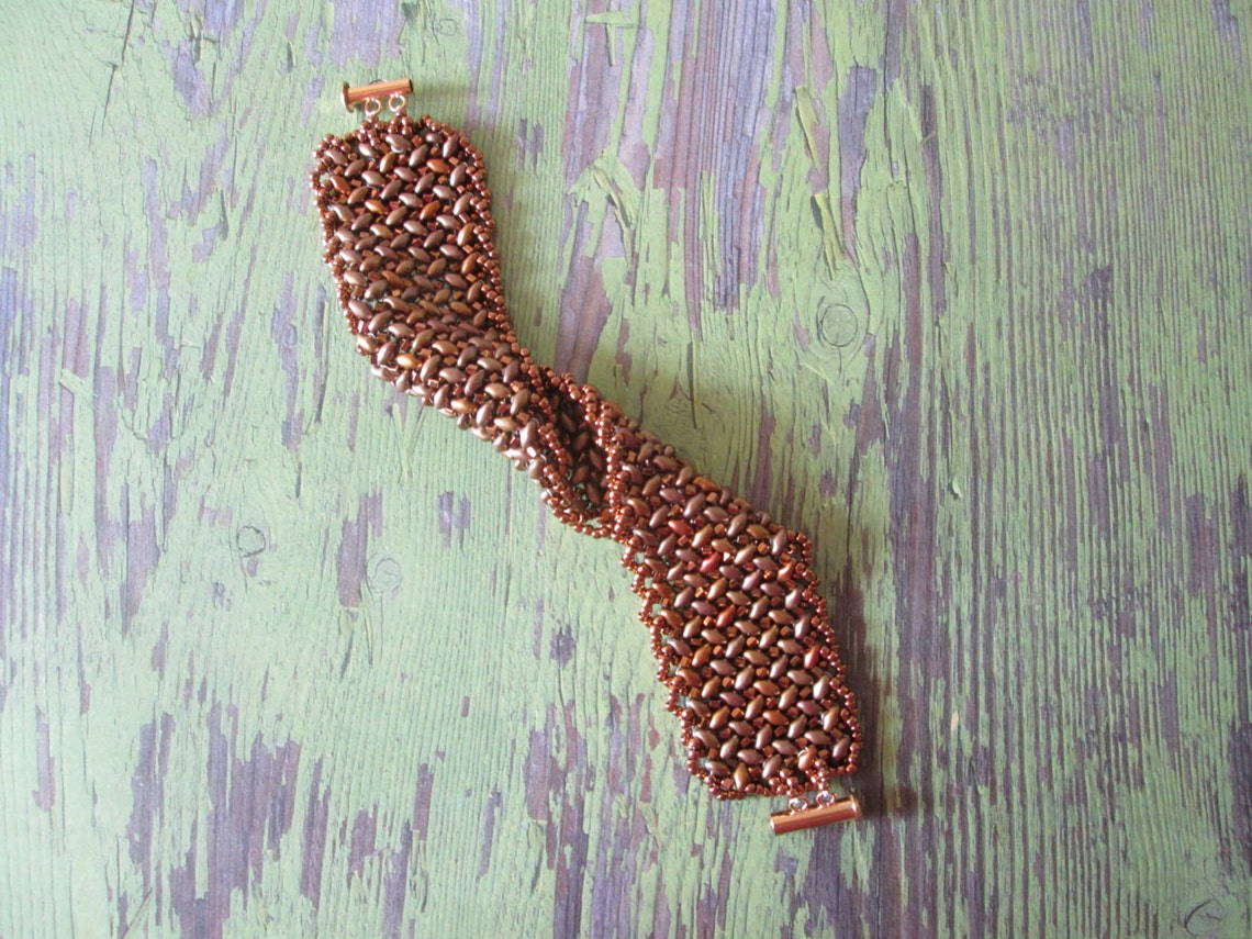 Handmade Matte Gold Shiny Gold Multi Color Neutral Bead Woven Bracelet ...