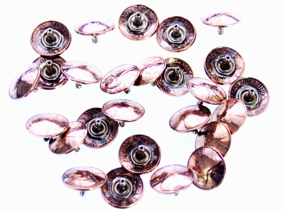 Real Domed Copper Penny Rivets (12 Count) for Leather, Denim, Conchos ...