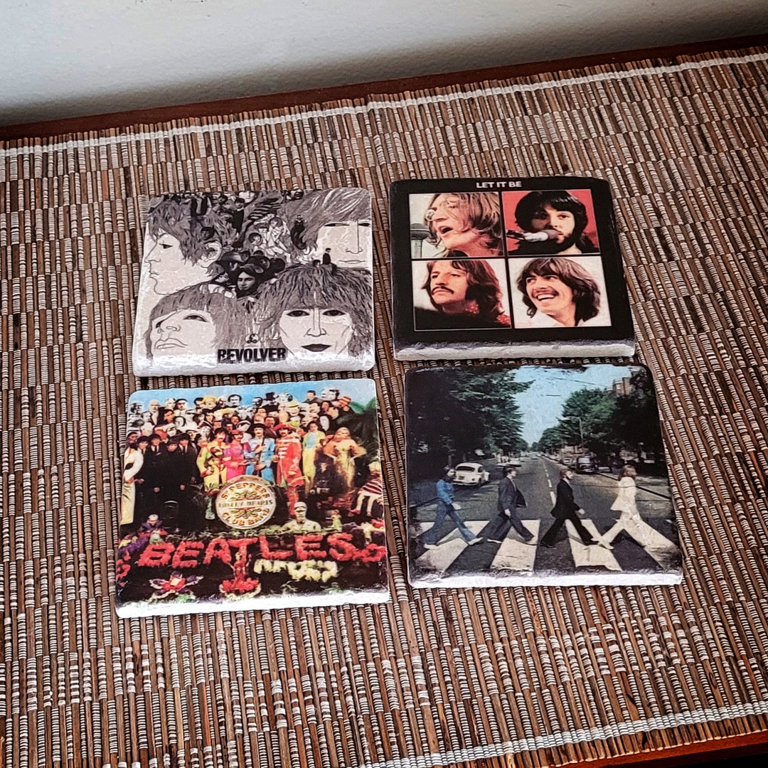 Beatles Coasters Set, Beatles Gifts, Record Cover Albums, Gift for Dad ...