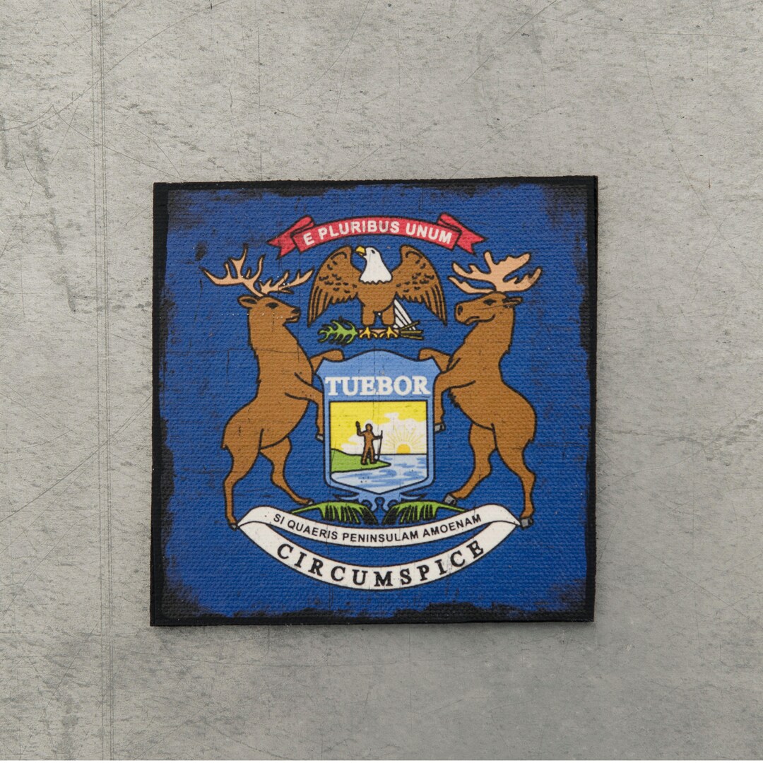 Michigan Magnet, Great Seal of Michigan , Refrigerator Magnet, Man Cave ...