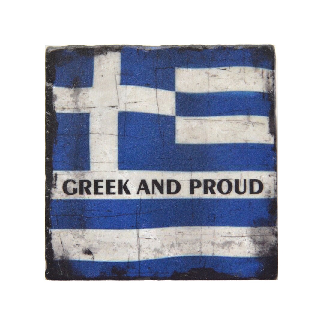 Greek Tile Coaster Greek Flag Greek and Proud Drinkware - Etsy