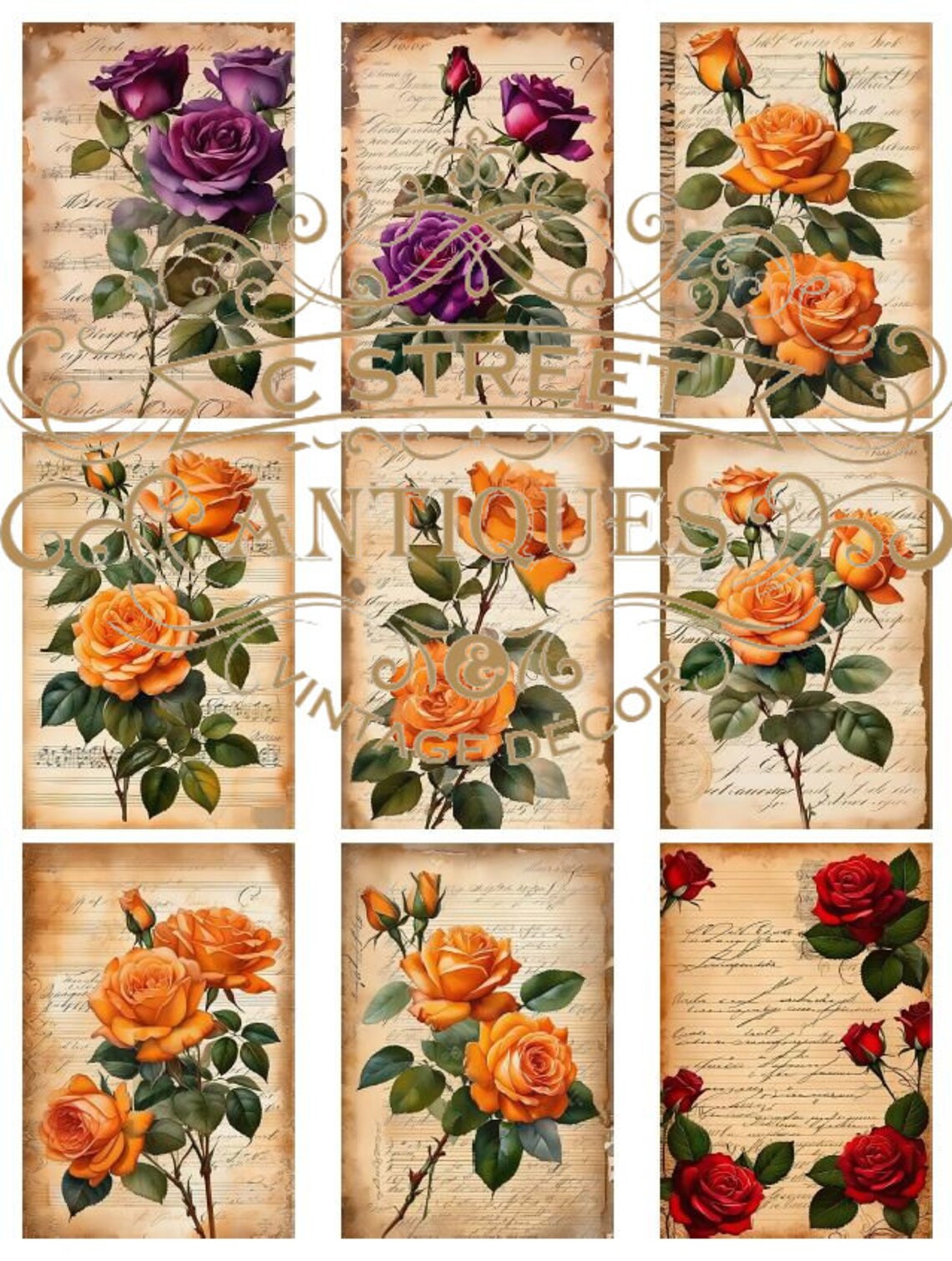 Digital Kit Roses and Paper Instant Download Original Art 48 Images Cut ...