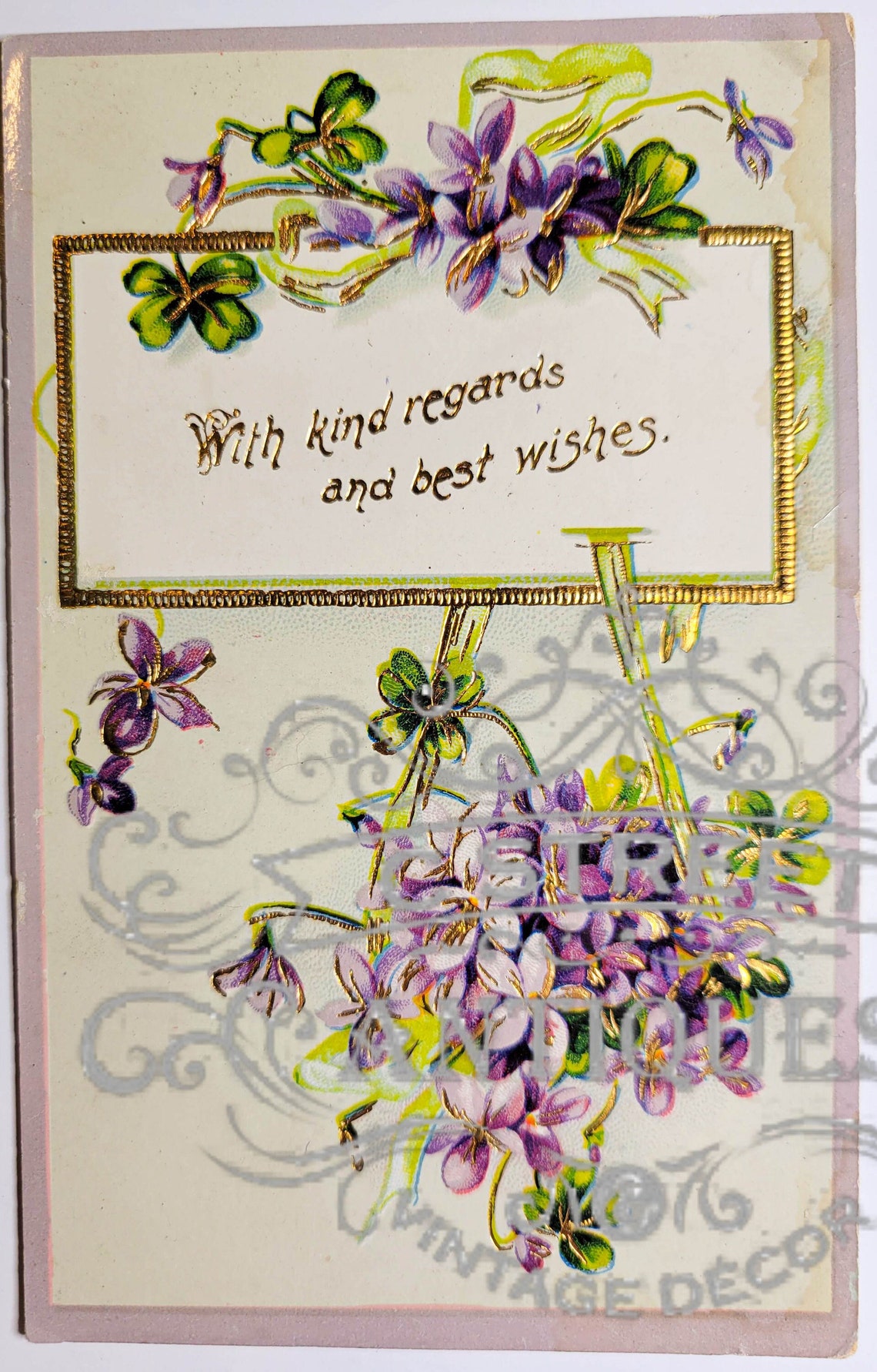 Best Wishes Vintage Post Card, Digital File, Postcard, Antique, Graphic ...