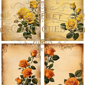 Digital Kit - Roses and Paper - Instant Download - Original Art - 48 ...