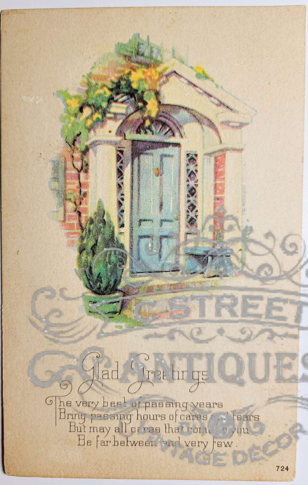 Greetings Vintage Post Card, Digital File, Postcard, Antique, Graphic ...