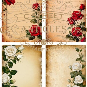 Digital Kit - Roses and Paper - Instant Download - Original Art - 48 ...