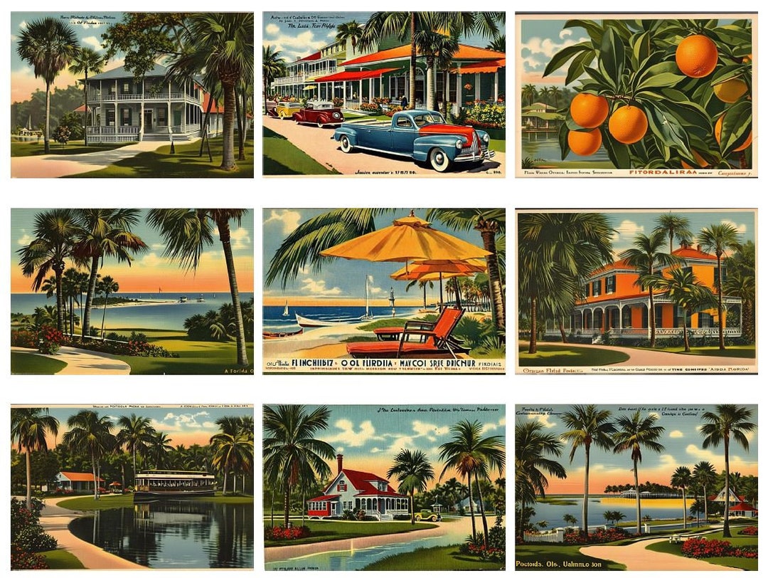 Digital Kit Old Florida Ephemera Instant Download Vintage Florida Art ...