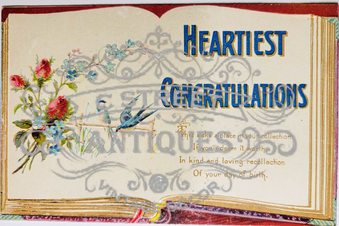 Congratulations Vintage Post Card, Digital File, Postcard, Antique ...