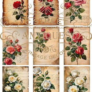 Digital Kit - Roses and Paper - Instant Download - Original Art - 48 ...