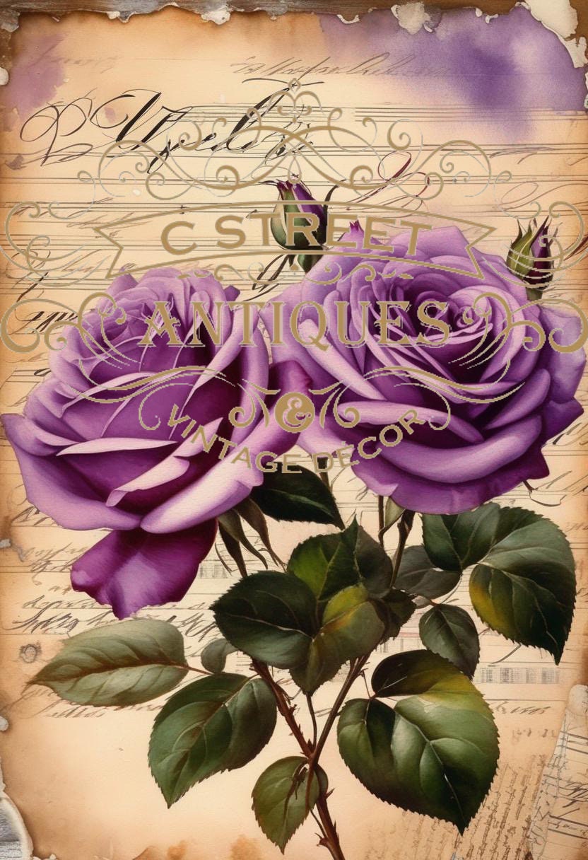 Digital Kit - Roses and Paper - Instant Download - Original Art - 48 ...