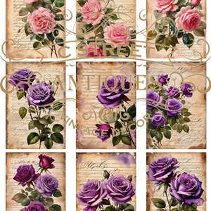 Digital Kit - Roses and Paper - Instant Download - Original Art - 48 ...