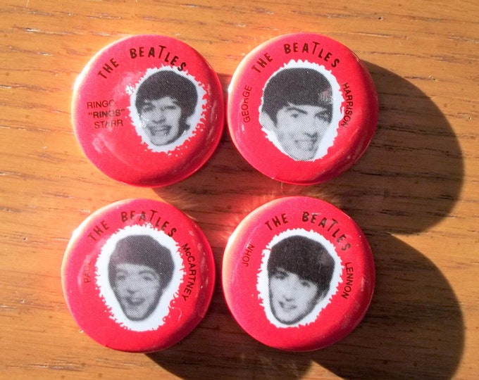 4 the Beatles Music Buttons Pins Pinbacks Dated 1964 Chicago Made in ...