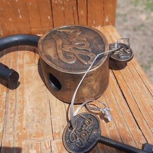 Large Heavy Brass FORD Lock Padlock & 2 Keys Both Marked Ford Works ...