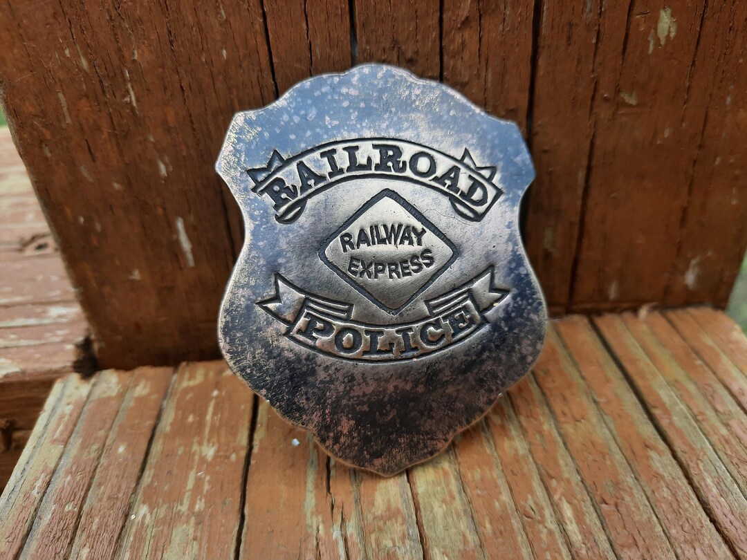 Railway Express Railroad Police Shield Brass Badge Pin Train - Etsy