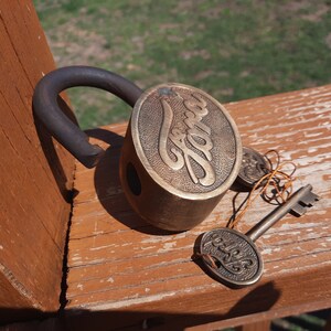 Large Heavy Brass FORD Lock Padlock & 2 Keys Both Marked Ford Works ...