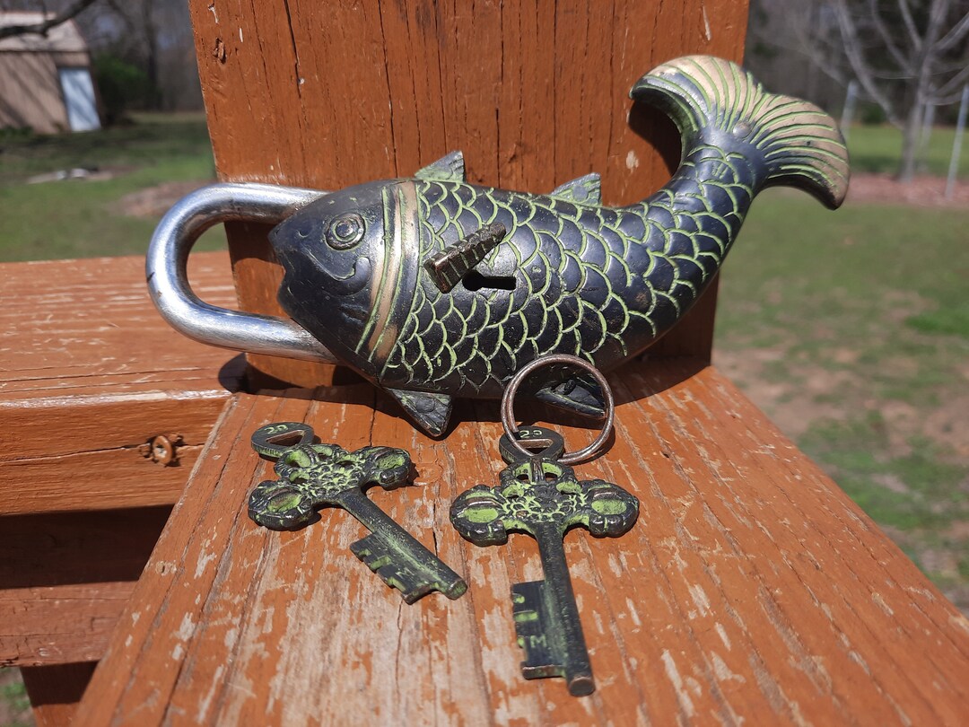 Unique Heavy Brass Fish Lock Padlock 2 Keys Trick Lock Koi Fish - Etsy