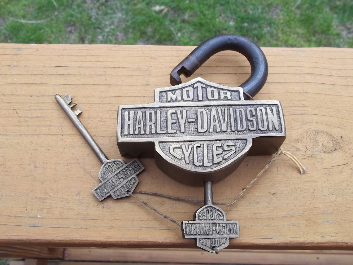 Large Heavy Brass Harley Davidson Motor Cycles Lock Padlock & - Etsy