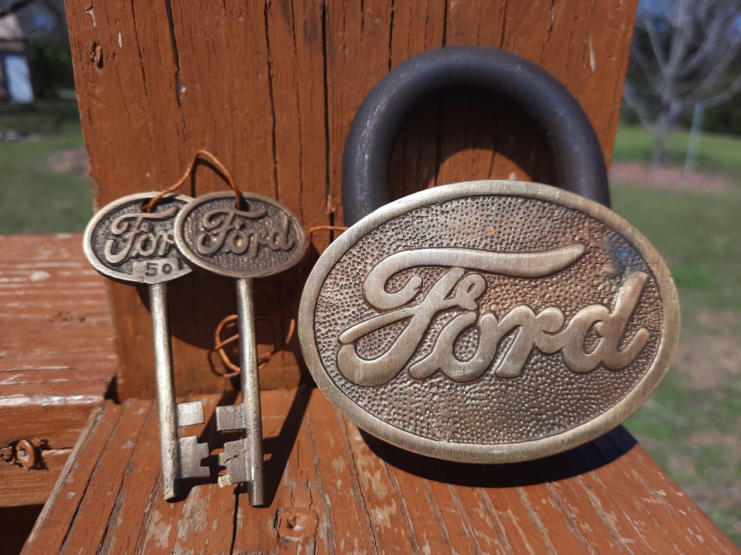 Large Heavy Brass FORD Lock Padlock & 2 Keys Both Marked Ford Works ...